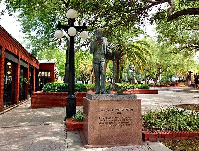 Centennial Park: A bronze statue honors Tony Rizzo amid the brick pathways and shaded benches of this urban oasis.