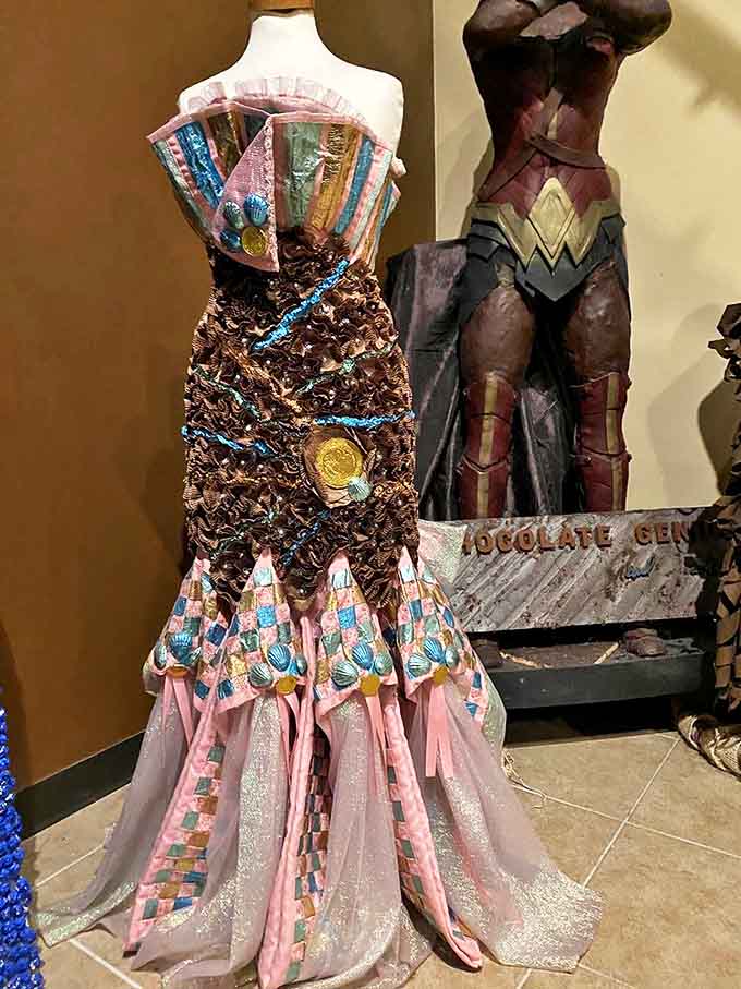 This couture creation proves candy wrappers deserve a second life – as a shimmering, crinkly gown fit for a chocolate queen.