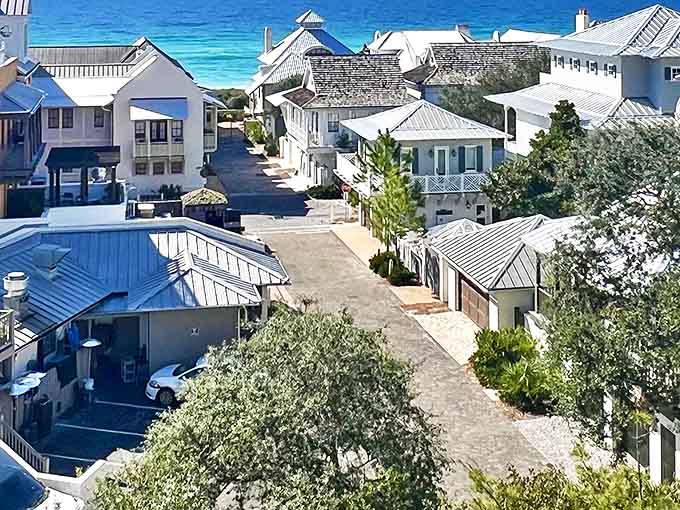 This elevated view reveals how seamlessly the community integrates with its natural coastal setting &ndash; those pathways lead straight to paradise.