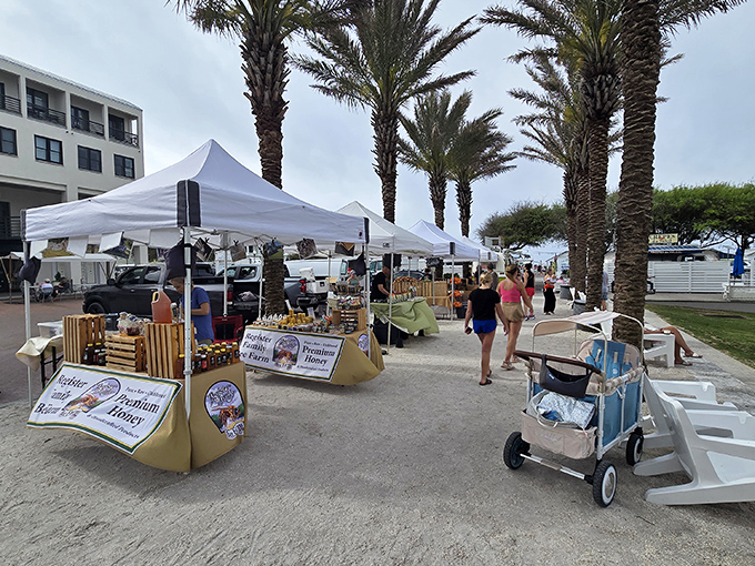 The Farmers Market transforms Sunday mornings into a celebration of local bounty, where shopping becomes a social event.