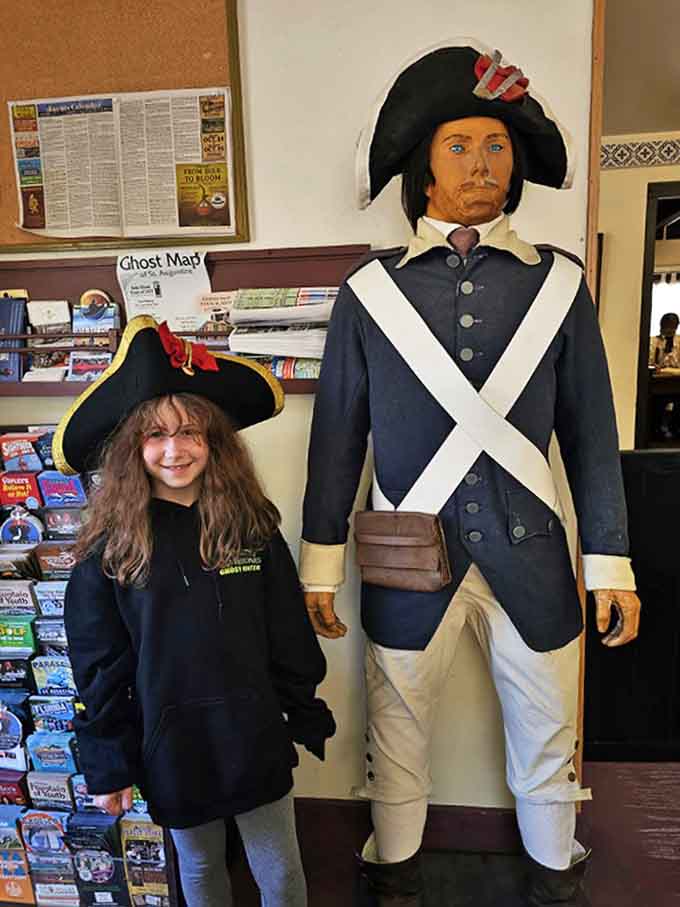 Not your average mannequin display – this military figure stands guard, reminding visitors of the hospital's original purpose serving Spanish soldiers.