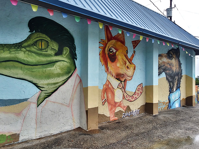Wall-to-wall whimsy &ndash; these animal murals suggest a world where alligators have better fashion sense than most tourists.