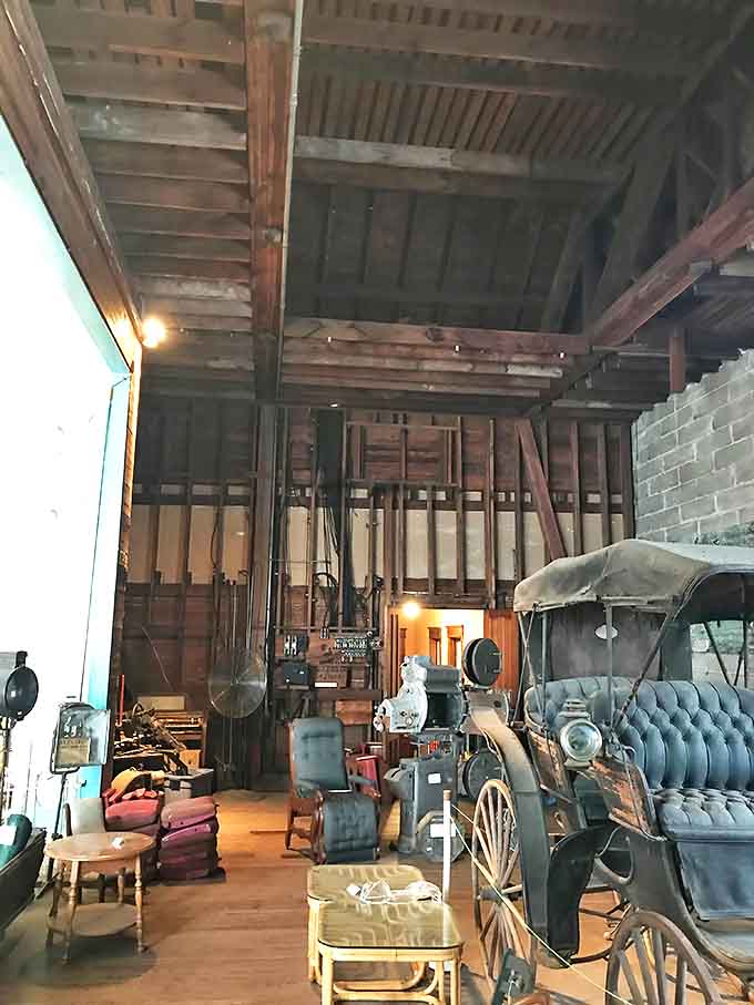 The backstage area houses theatrical treasures and vintage props that would make any history buff swoon.