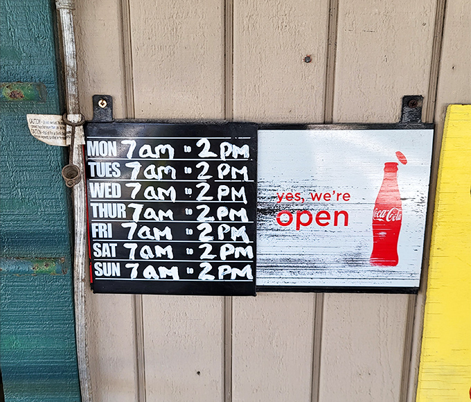 The 7am-2pm schedule reveals the diner's breakfast and lunch dedication. Some of life's greatest pleasures, like this place, keep sensible hours.