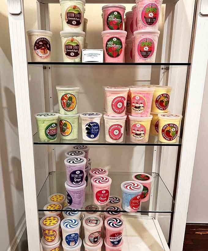 Cotton candy containers line up like a pastel rainbow &ndash; each tub promising fluffy, melt-in-your-mouth magic in flavors beyond imagination.