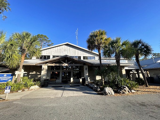 The visitor center blends rustic charm with practical amenities, serving as command central for adventures both wet and dry.
