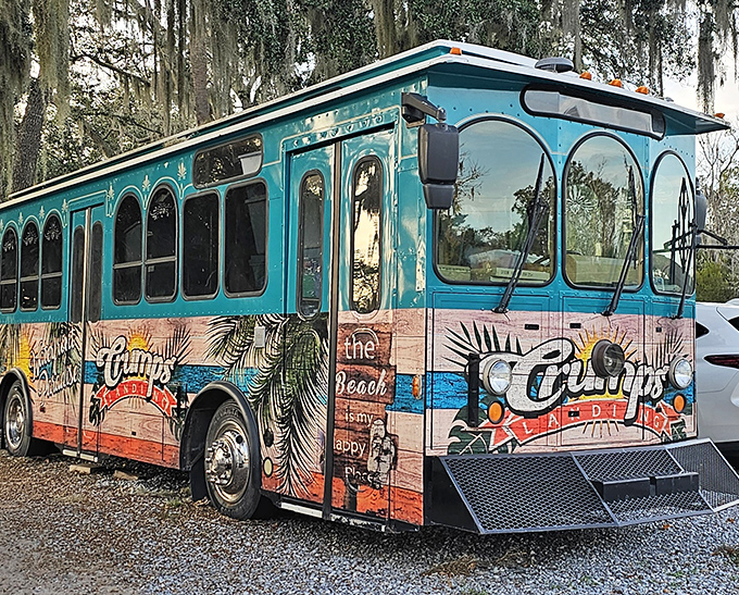 All aboard the party trolley! This colorful chariot ensures your journey to and from paradise is as memorable as the destination itself.