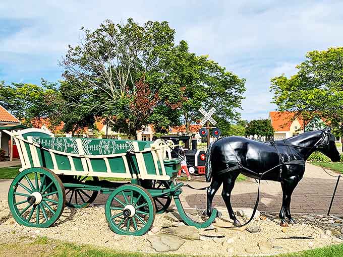 Horse-drawn transportation wasn't just functional but fashionable – this preserved wagon showcases the craftsmanship that went into everyday Dutch life.