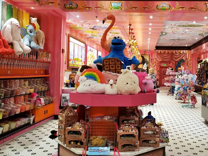 Plush toys stand guard over the ice cream kingdom, silently judging how many toppings you've added to your sundae.