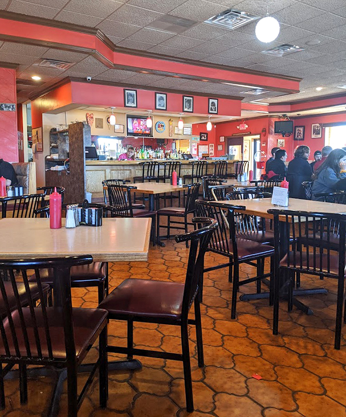 The dining area buzzes with conversation and laughter, a testament to the restaurant's status as a beloved community gathering spot.