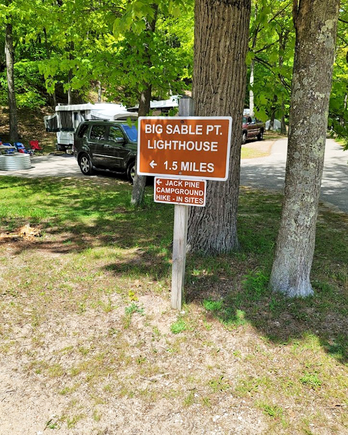 The lighthouse equivalent of "you are here", pointing the way to maritime history and spectacular views just 1.5 miles ahead.
