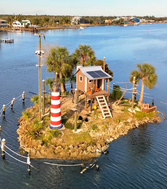 From above, Monkey Island looks like the world's most exclusive tropical resort – no reservations accepted, primates only.