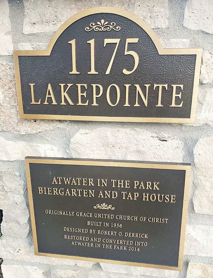 Historic plaques tell the story of transformation &ndash; from 1936 Grace United Church of Christ to beloved brewery and restaurant in 2014.