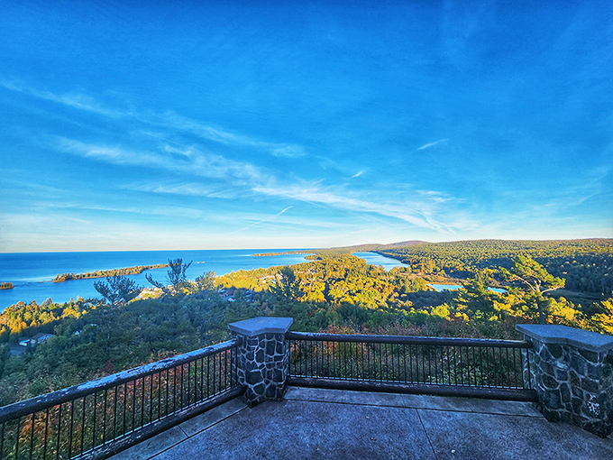 Brockway Mountain Lookout delivers the Keweenaw's most breathtaking panorama, where Lake Superior stretches to the horizon like an inland ocean.