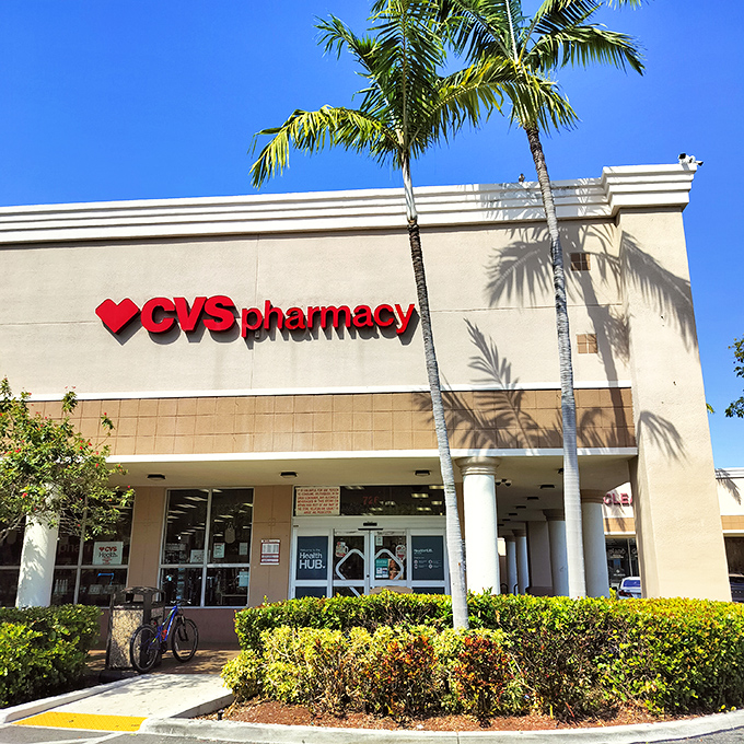 Even the CVS in Key Biscayne looks tropical, where buying sunscreen becomes part of your island adventure.