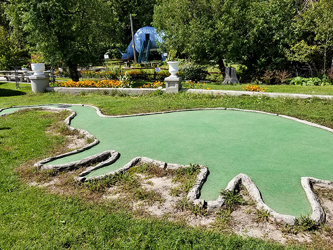 Putt-putt gets prehistoric! This charming mini-golf course adds another layer of family fun to the dinosaur experience.
