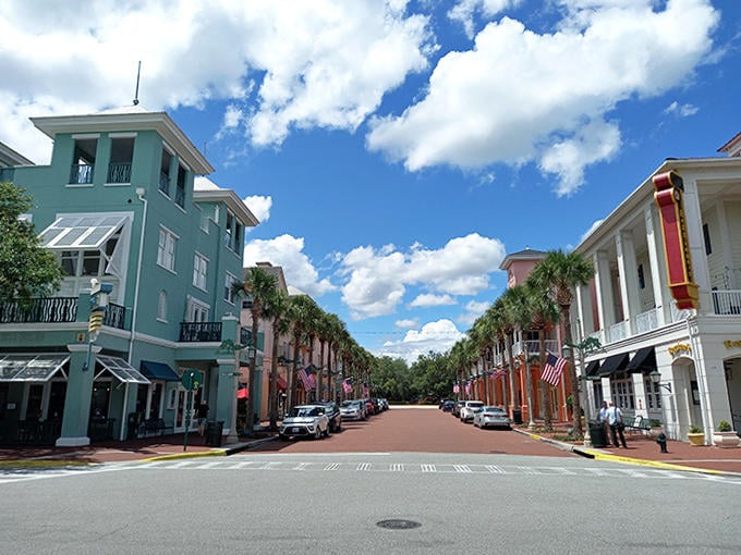 Main Street's perfect perspective draws the eye down a corridor of architectural charm that Norman Rockwell would have approved.