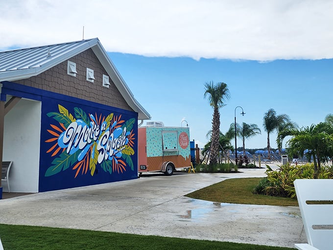 Vibrant murals and food trucks create the perfect backdrop for that "Yes, I'm having more fun than you" social media post.