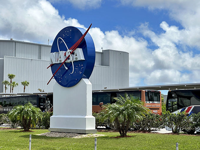 The iconic NASA "meatball" logo stands as a symbol of human achievement, inspiring generations to look upward and outward with curiosity and wonder.
