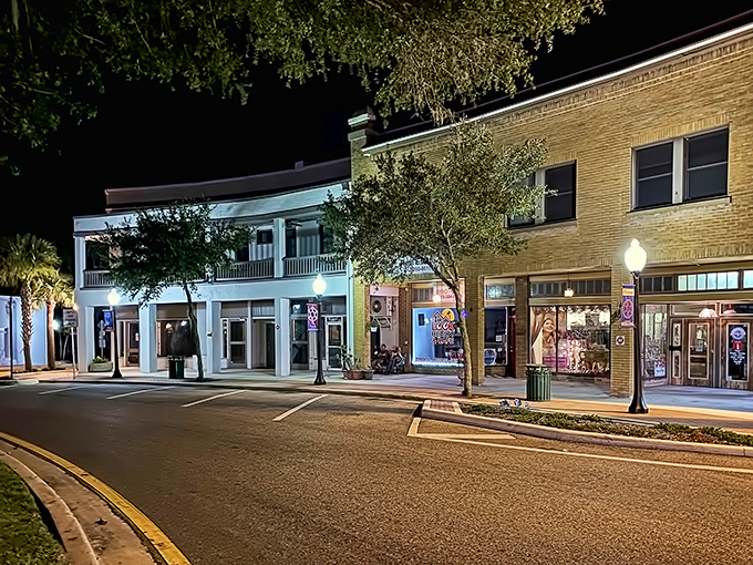 Nighttime View: When darkness falls, Sebring's historic downtown transforms into a twinkling wonderland where memories are made under starlit skies.