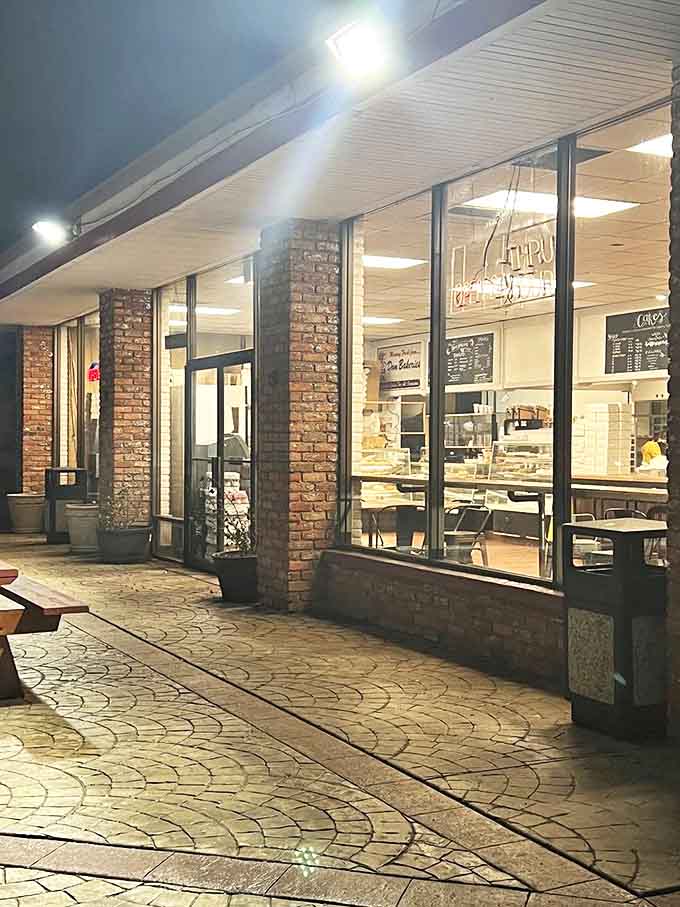 Even in winter, Dom Bakeries' exterior beckons with the promise of warmth and sugar – a beacon in the Michigan cold.