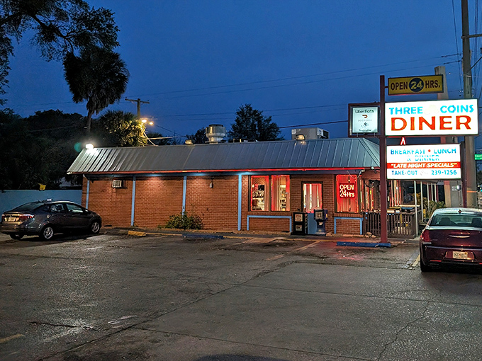 Parking: Where breakfast journeys begin at all hours, because nothing says "I've made good life choices" like pancakes at midnight.