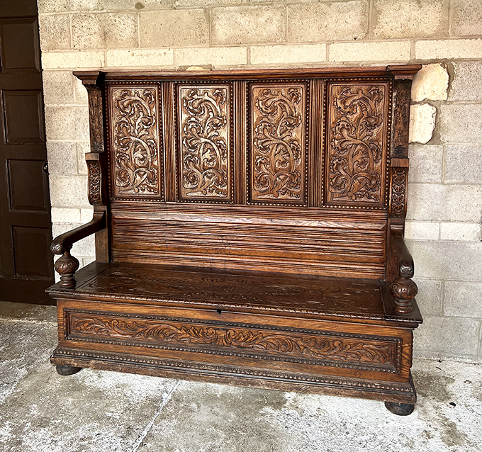 This intricately carved Renaissance bench has supported human posteriors for centuries, the original ergonomic seating solution.