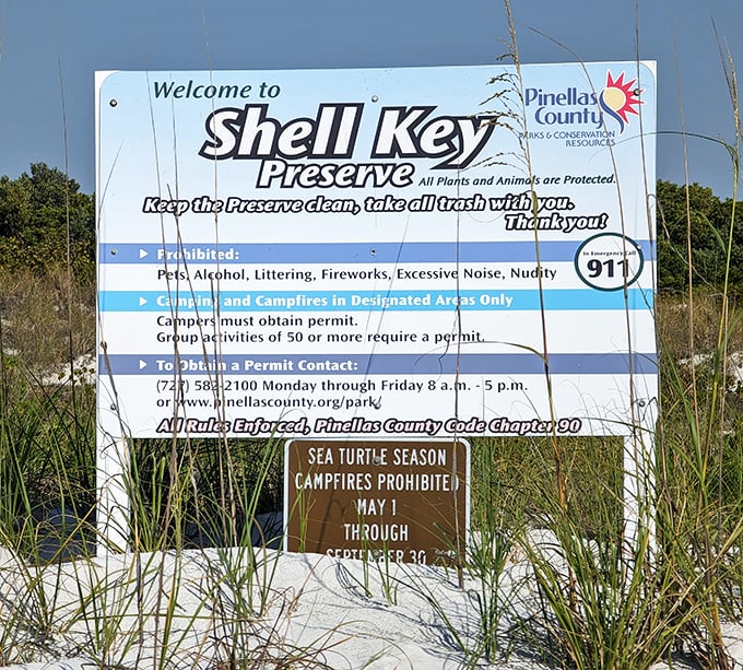 The official welcome sign reminds visitors they're entering a protected sanctuary &ndash; Mother Nature's house rules apply here.