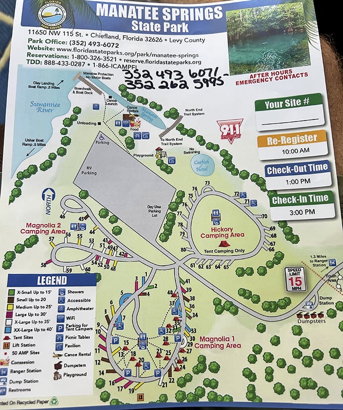 This detailed park map reveals the hidden treasures of Manatee Springs State Park&mdash;your guide to Florida's underwater wonderland.