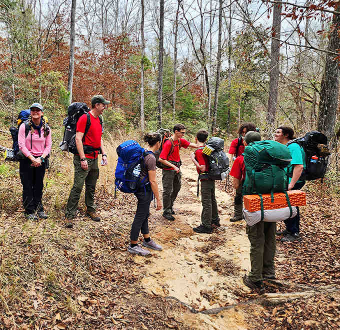 Hikers gathering on the trail &ndash; plotting their conquest of Florida's most un-Florida-like terrain.