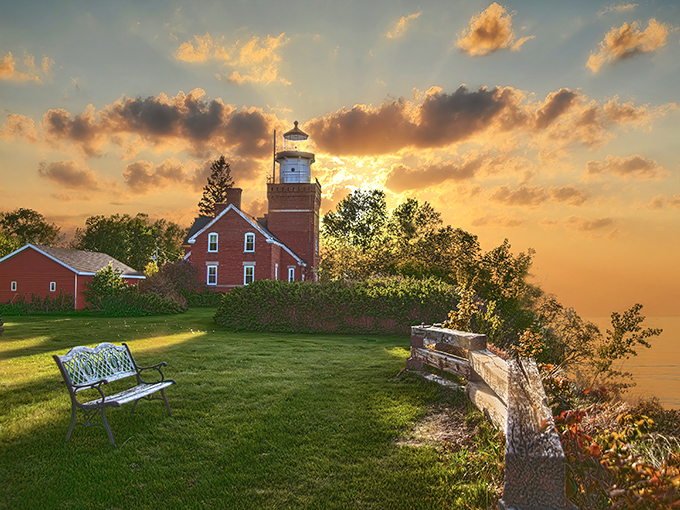 Sunset at Big Bay Point: when Mother Nature shows off her painting skills and makes everyone reach for their cameras simultaneously.