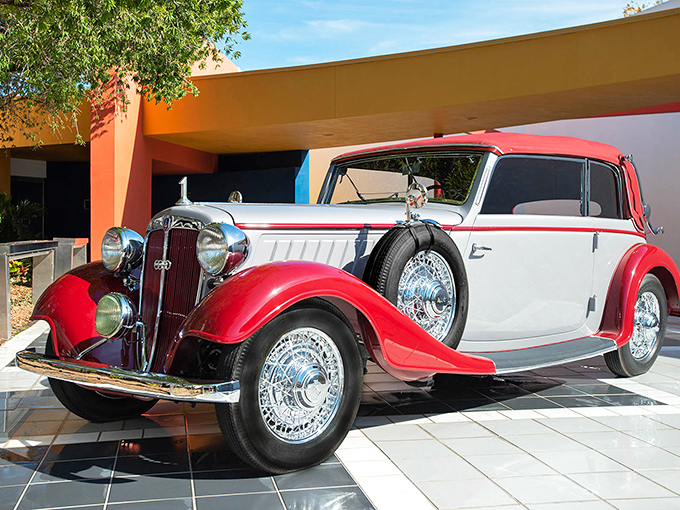 German engineering excellence shines in this outdoor display, where vintage design meets mechanical precision in perfect harmony.