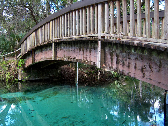 Engineering meets enchantment at this crossing where time seems to slow to match the gentle current below.
