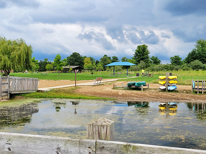 These colorful kayaks aren't just waiting &ndash; they're promising adventures on Lake Ovid's waters, where every paddle stroke reveals new perspectives.