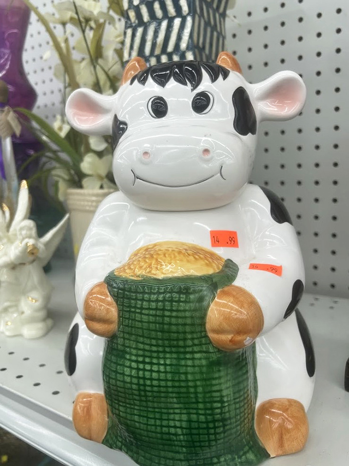 This ceramic cow cookie jar isn't just kitchen decor &ndash; it's the conversation starter your countertop has been mooing for!