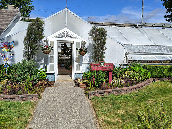 Conservatory: This bright, welcoming greenhouse nurtures exotic plants and provides a tropical escape even on chilly Michigan days.