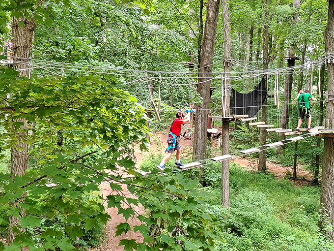 Balancing act extraordinaire! This course element separates those with cat-like grace from those who move more like... well, humans.