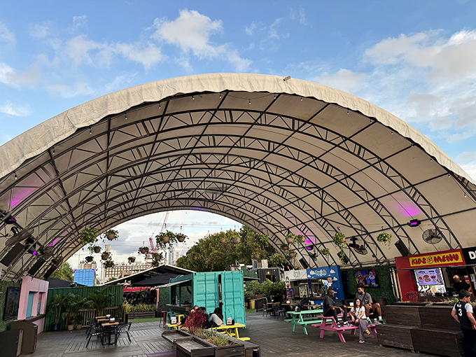The food court's arching canopy creates a sense of occasion &ndash; dining here feels like attending a festival where the star attraction is flavor.