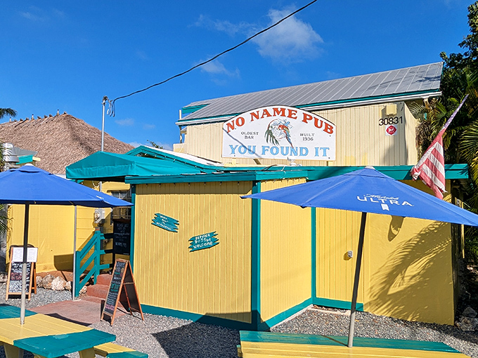 "You Found It" indeed! The unassuming entrance to No Name Pub promises adventure for those who venture off the beaten path.