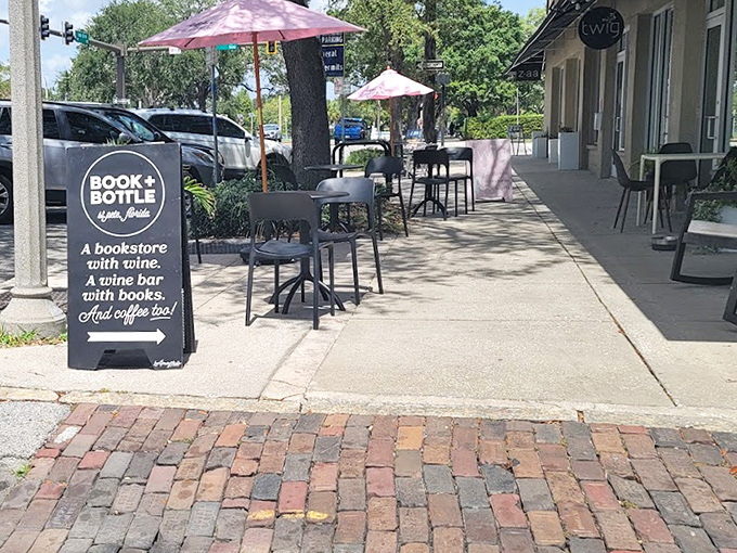 Sun-dappled sidewalk seating invites passersby to pause their urban explorations for a chapter or two and a well-deserved glass.