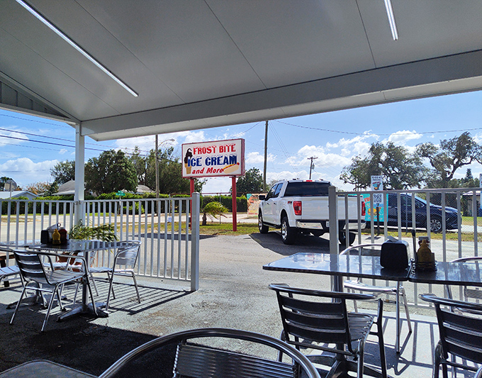 Outdoor seating lets you enjoy Florida weather while demolishing ice cream, because sometimes air conditioning is overrated and sunshine makes everything better.