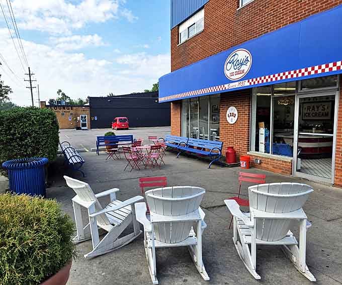 Ray's outdoor seating area becomes summer's social hub, where strangers become friends united by brain freezes and the universal language of "mmmmm."