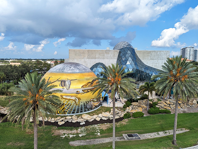 The museum's exterior combines architectural innovation with artistic vision&mdash;a building that looks like it might have escaped from one of Dal&iacute;'s canvases.