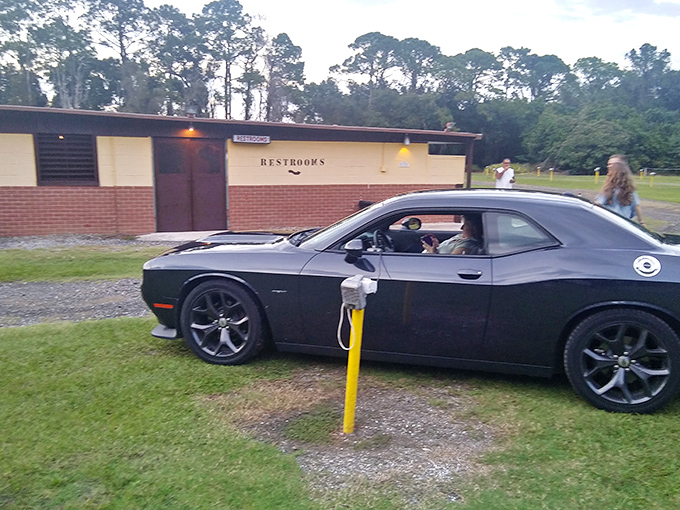 Even the restroom building carries that distinctive mid-century charm – practical architecture from a more optimistic era.