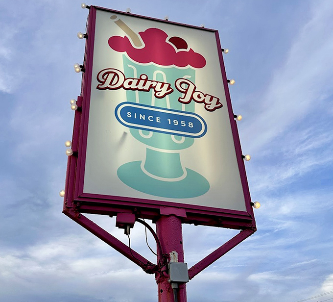 The vintage sign has guided generations to frozen happiness since 1958—a neon beacon of hope for anyone who believes dessert is a legitimate life priority.