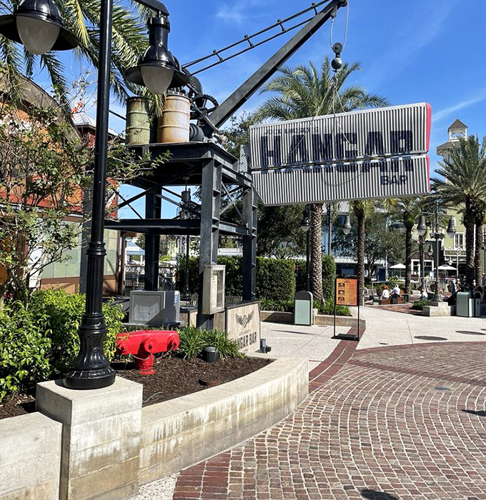 The industrial-strength crane holding the Hangar Bar sign isn't subtle, but then again, neither are those wings you're about to devour.