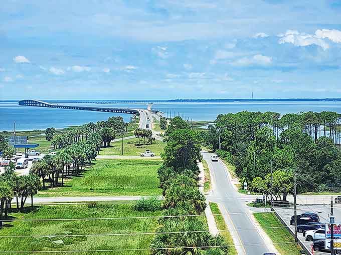 From above, St. George Island reveals itself as a narrow ribbon of land caught between bay and Gulf, looking fragile yet having weathered countless storms with grace.