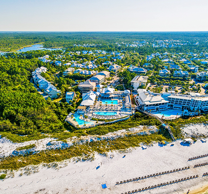 From above, WaterColor reveals its thoughtful design &ndash; a perfect marriage between coastal beauty and architectural vision.