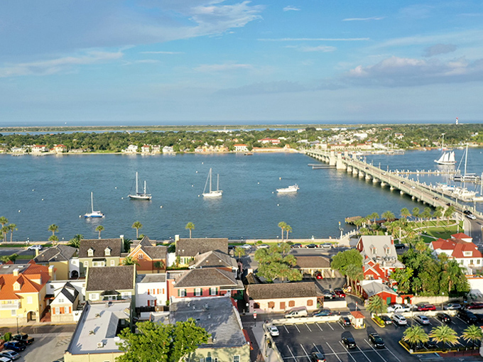 This aerial view captures St. Augustine's perfect geography &ndash; a peninsula embraced by waterways that have shaped its destiny for nearly five centuries.