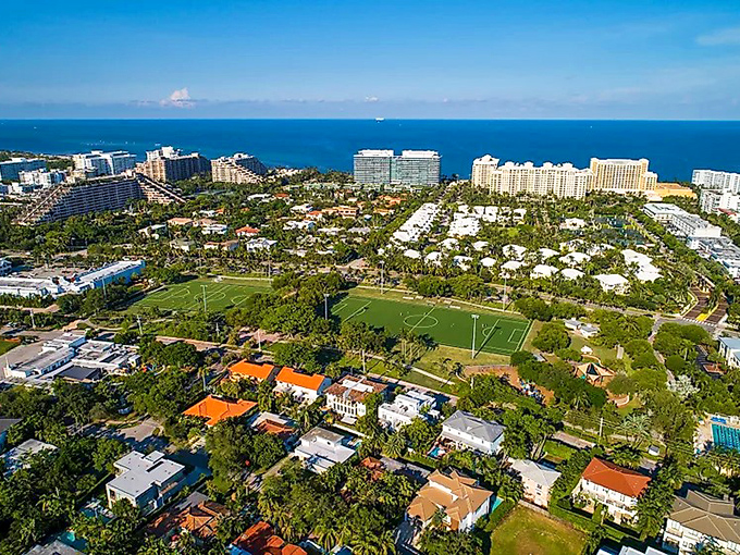 An aerial view reveals Key Biscayne's perfect positioning &ndash; close enough to Miami for convenience, far enough for escape.
